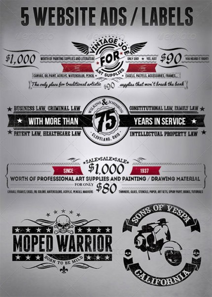 Set of 5 Vintage Ad Labels | Scarab13 Designs, Creative Resources for ...